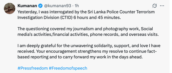 Journalist Kumanan Kanapithippillai questioned by Police Counter ...